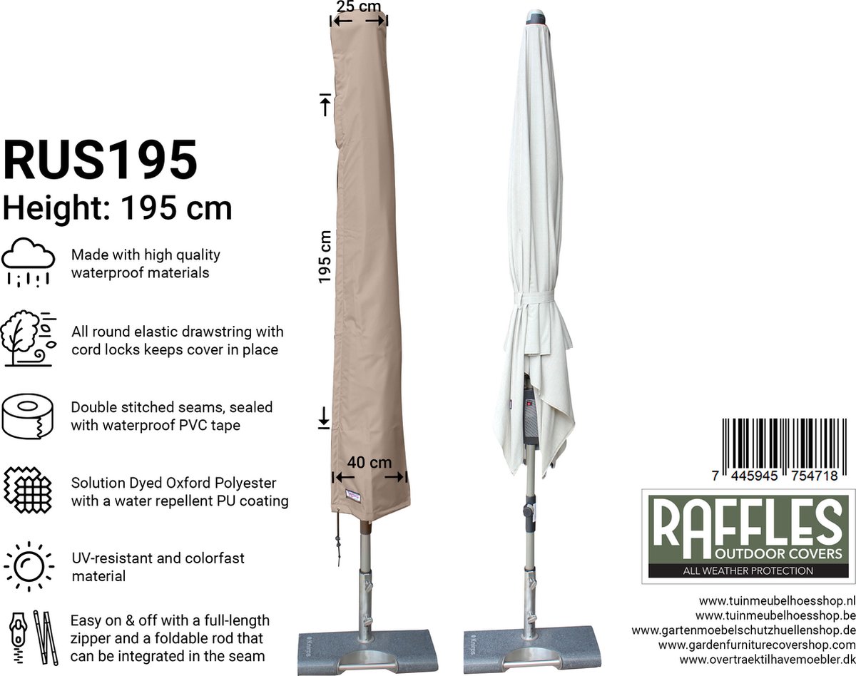 Raffles Covers Parasolhoes - Hoog: 195 cm - RUS195 - Waterdicht ...