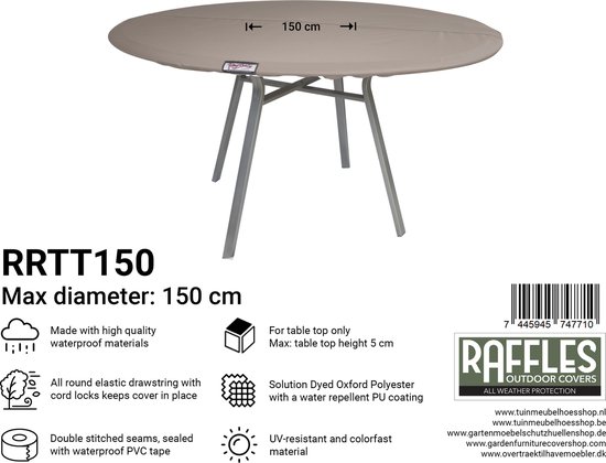 Raffles Covers Beschermhoes rond tuintafelblad - ⌀ 150 H: 5 cm ...