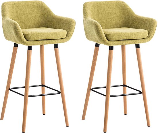 Luxe Barkruk Randall - Geel - Hout - Modern Design - Set van 2 ...