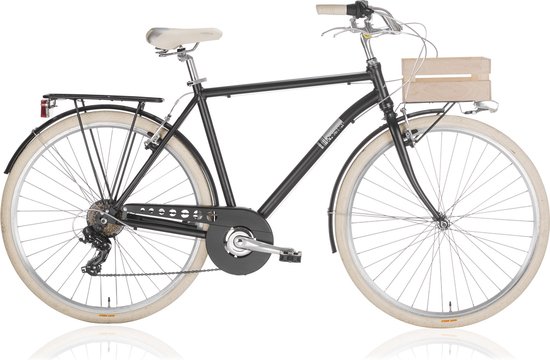 Herenfiets Retro - Met 7 versnellingen - Fietsmand - Stadsfiets 28 inch ...