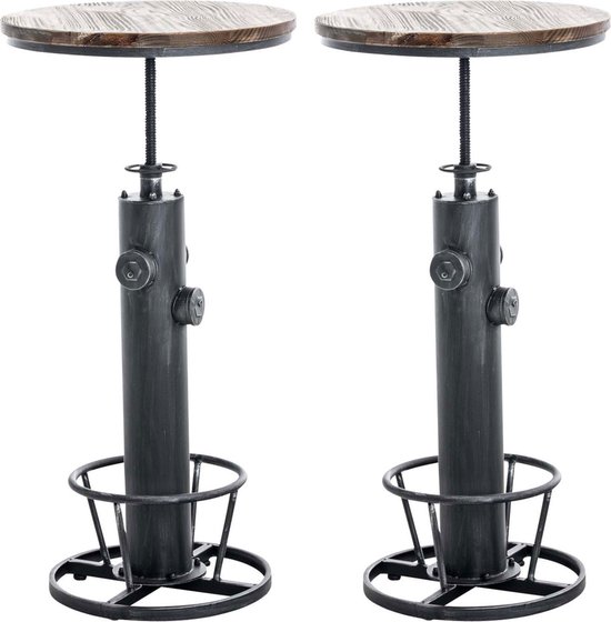 CLP Ruhr Set van 2 bartafels - Statafels - Industrieel - Rond - antiek zilver | bol