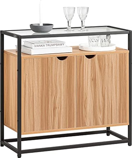 Rootz Dressoir met Glazen Blad en 2 Deuren - Hal Console Tafel Keuken ...