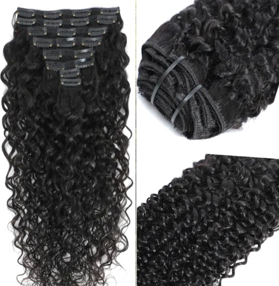 Braziliaanse remy 22 inch water diep golf haar Clip in Extensions- 100% ...