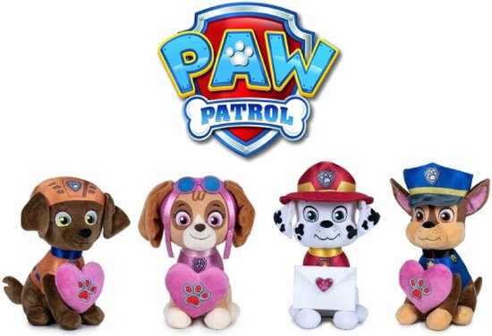 Zuma met Hart Paw Patrol Pluche Knuffel 20 cm [Paw-Patrol Liefde Love ...
