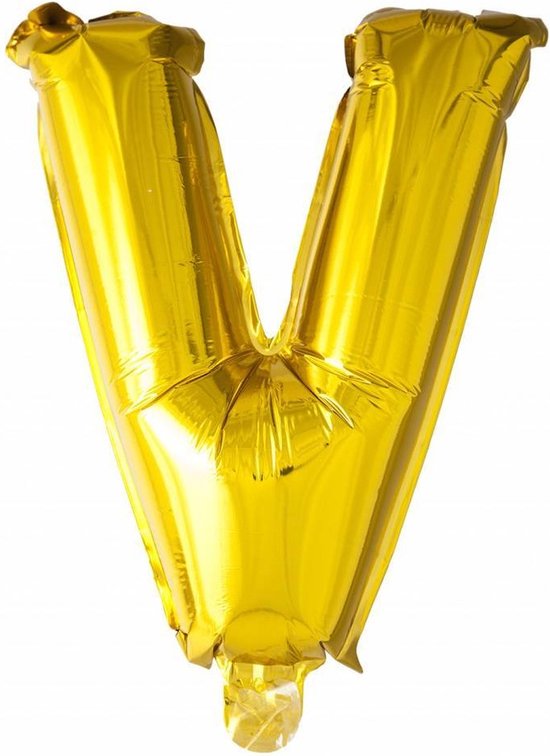 Folie Ballon Letter V Goud 41cm met Rietje | bol