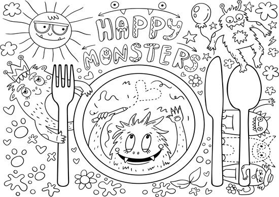 Papieren placemats - Scandinavian Kids met kleurplaat - 50 stuks - 42cm x 29,7cm | bol.com