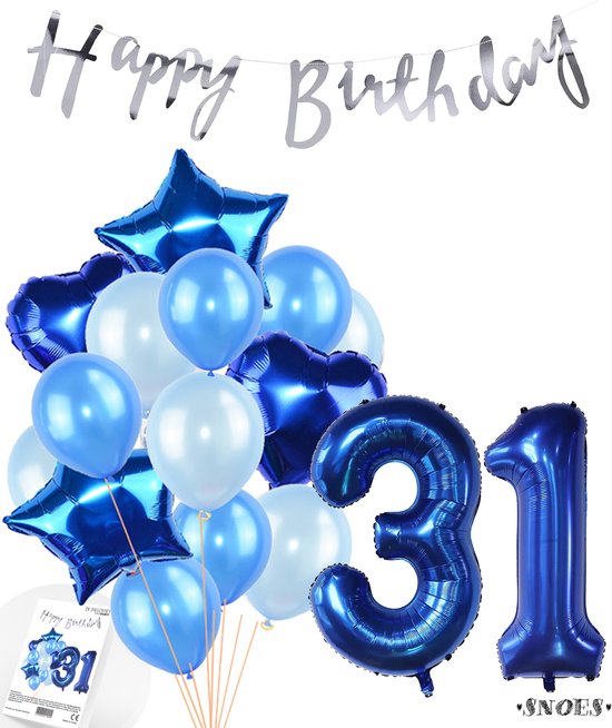 Snoes Ballonnen 31 Jaar Feestpakket – Versiering – Verjaardag Set Mason ...