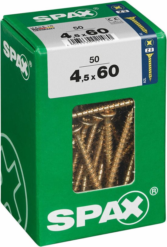 Schroefdoos SPAX Houten schroef Platte kop (4,5 x 60 mm) | bol