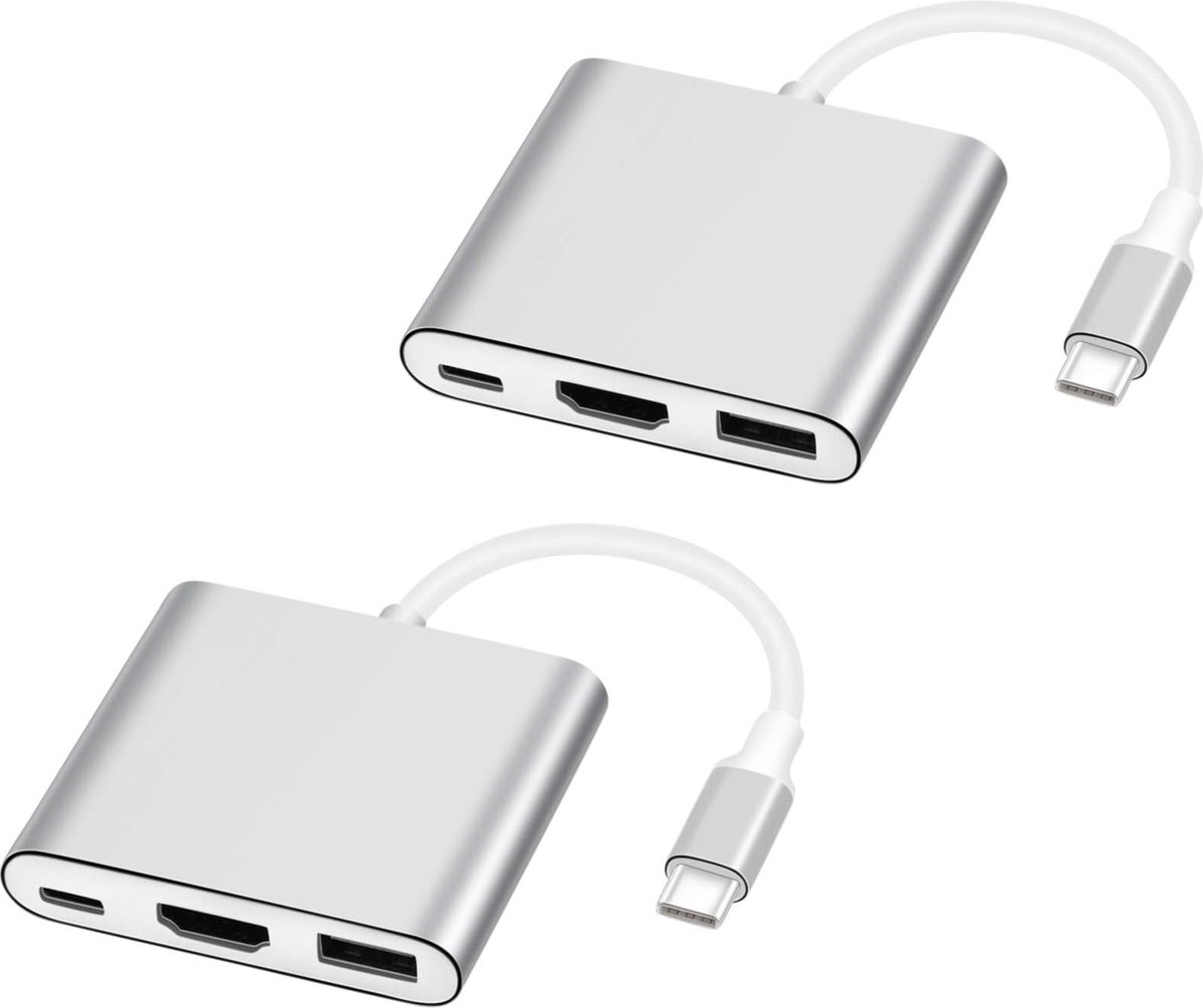 2 Stuks - 3 In 1 - USB-C naar HDMI Adapter / USB-A / USB-C - Supersnel Multiport USB... | bol.com