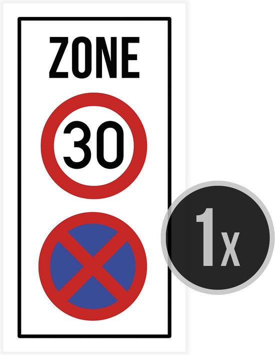 Pictogram/ bord | Zone 30 km/u - Stilstaan en parkeren verboden | 20 x ...
