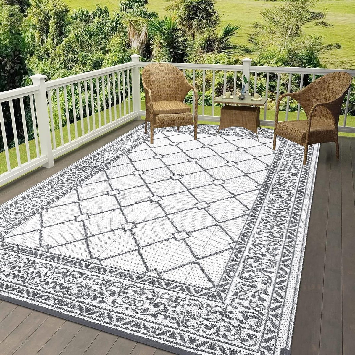 Groot outdoor tapijt, 180 x 270 cm, omkeerbaar buitentapijt met ...