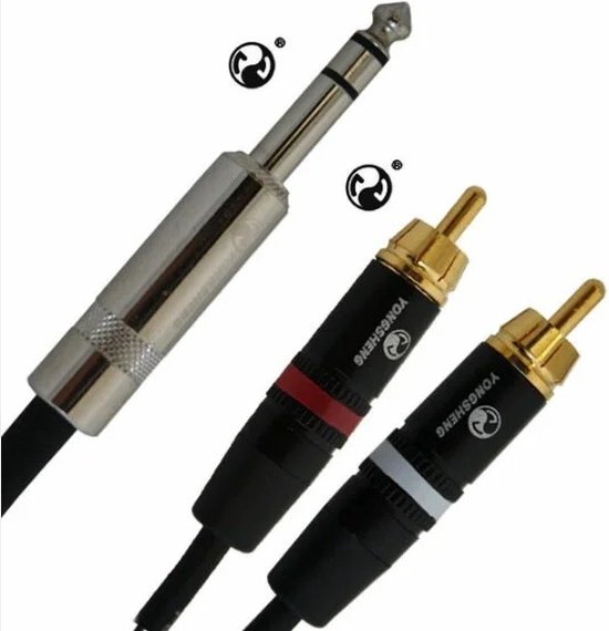 PeatonWhite Professional stereo jack naar 2x RCA tulp 1 meter | bol