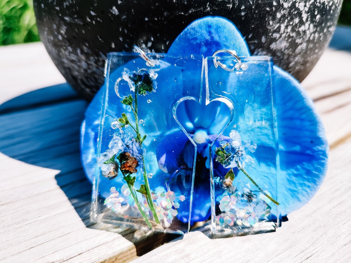 gcreations jewelry- unieke Dubbele sleutelhanger vergeet-me-nietjes ...