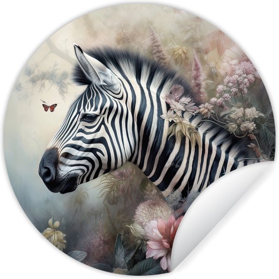 WallCircle - Muurstickers - Behangcirkel - Zebra - Wilde dieren - Vlinder - Bloemen -... | bol