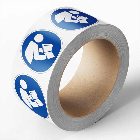 Gebruiksaanwijzing lezen verplicht sticker op rol, 25 meter, M002 200 ...