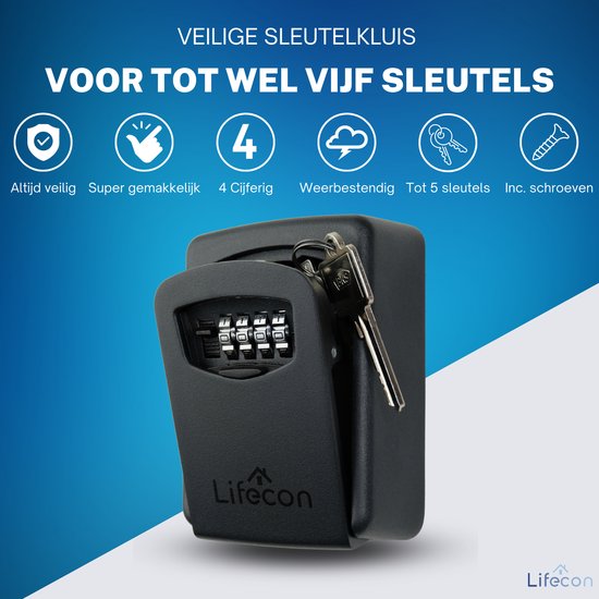 Lifecon sleutelkluis - Veilige sleutelkluis met code voor binnen ...