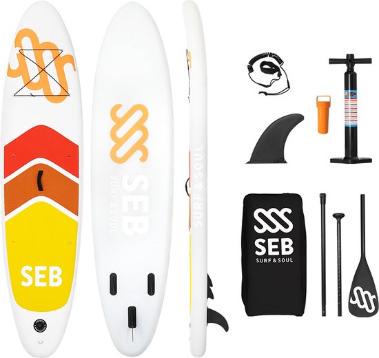 SEB SUP 11'0 Grey - Neon Orange | Sup Board Opblaasbaar - Complete Set ...