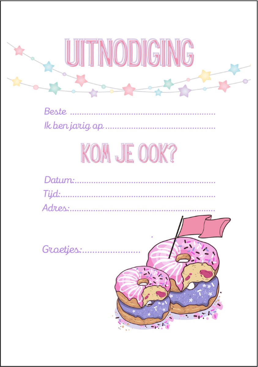Uitnodigingen kinderfeestje - donut - uitnodiging kinderfeestje donut ...