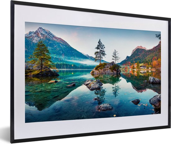 Poster - Fotolijst - Meer - Berg - Natuur - 60x40 cm - Frame - Poster ...