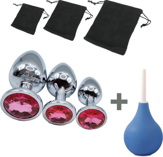Set Van 3 Metalen Buttplugs And Anaal Douche Metal Anal And Butt Plug