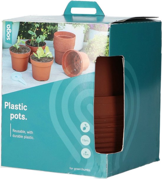 SOGO Plastic Potje Terra Kleur 13 cm 12 stuks | bol