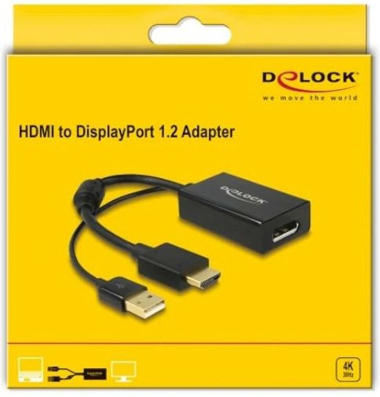 DeLOCK premium HDMI naar DisplayPort actieve adapter - HDMI 1.4 / DP 1.2 (4K 30Hz) /... | bol