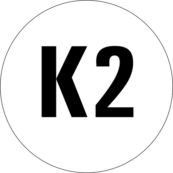 K2 leidingmarkering sticker - vel 20 mm - 20 per vel | bol