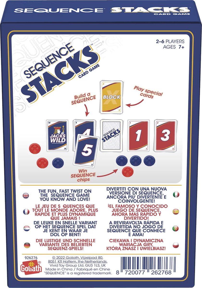 Goliath Sequence Stacks kaartspel - leuke en snelle variant op het sequence spel | Games | bol