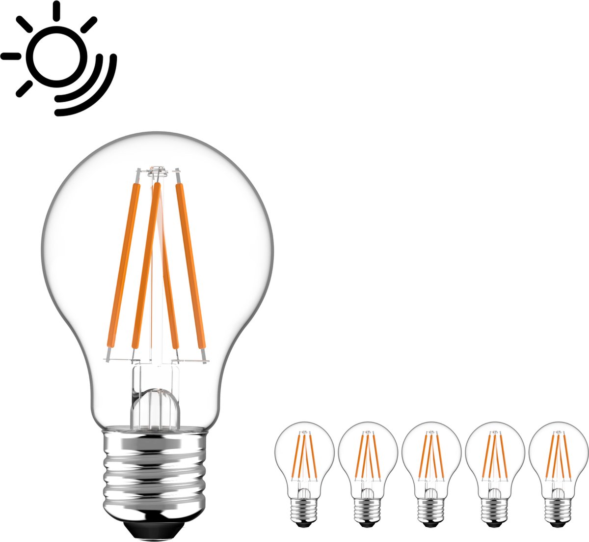 Sensor LED Lampen E27 met nachtsensor - Automatisch aan- en uitschakeling - 6 stuks | bol.com