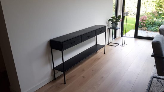 Luxe Sidetable - Wandtafel - Bijzettafel - Hout en Metaal - Industrieel - Zwart - 172... | bol