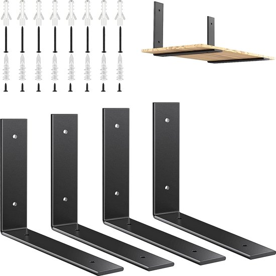 L-vormige plankhoek, 4 stuks, 90 graden plankdrager, metalen ...