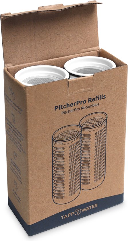 Tappwater PitcherPro glazen waterfilterkan navulling refills 2 pack | bol