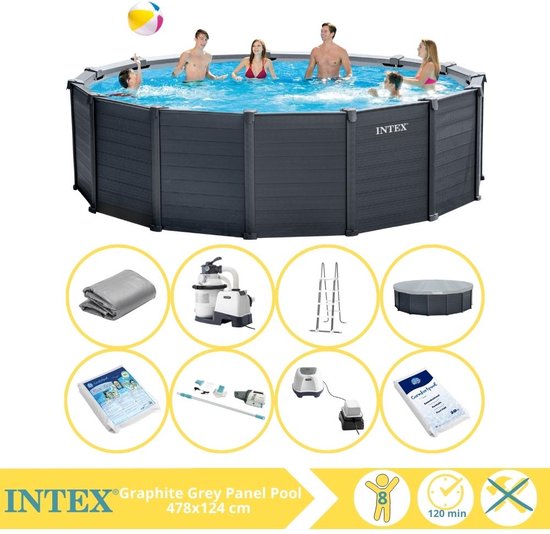Intex Graphite Gray Panel Zwembad - Opzetzwembad - 478x124 cm ...