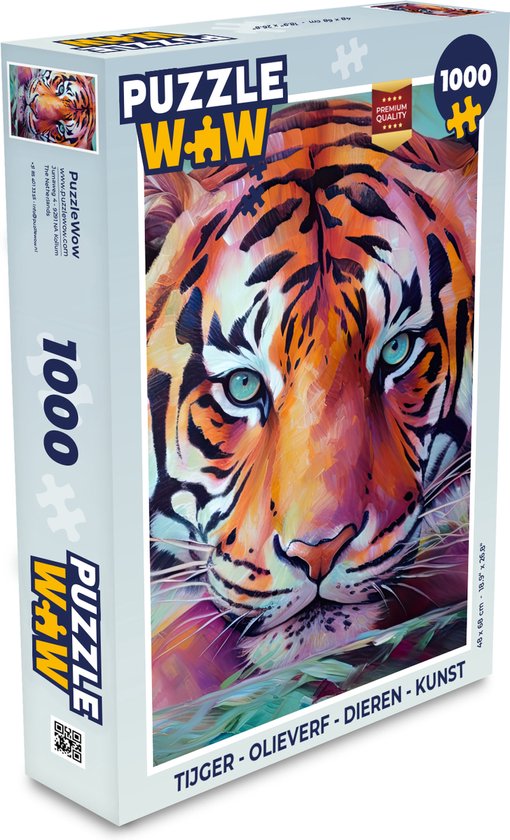 Puzzel Tijger - Olieverf - Dieren - Kunst - Legpuzzel - Puzzel 1000 ...