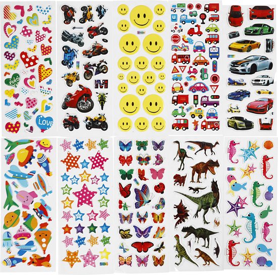 3D Stickers, afm 7x17 cm, 20 vel/ 1 doos | bol.com