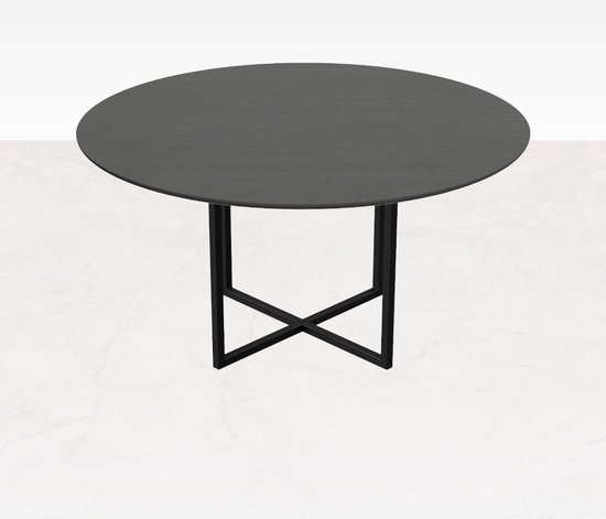 Table à Manger Ronde en Chêne - Anthracite (Base Croisée) - 160 x 160 x ...