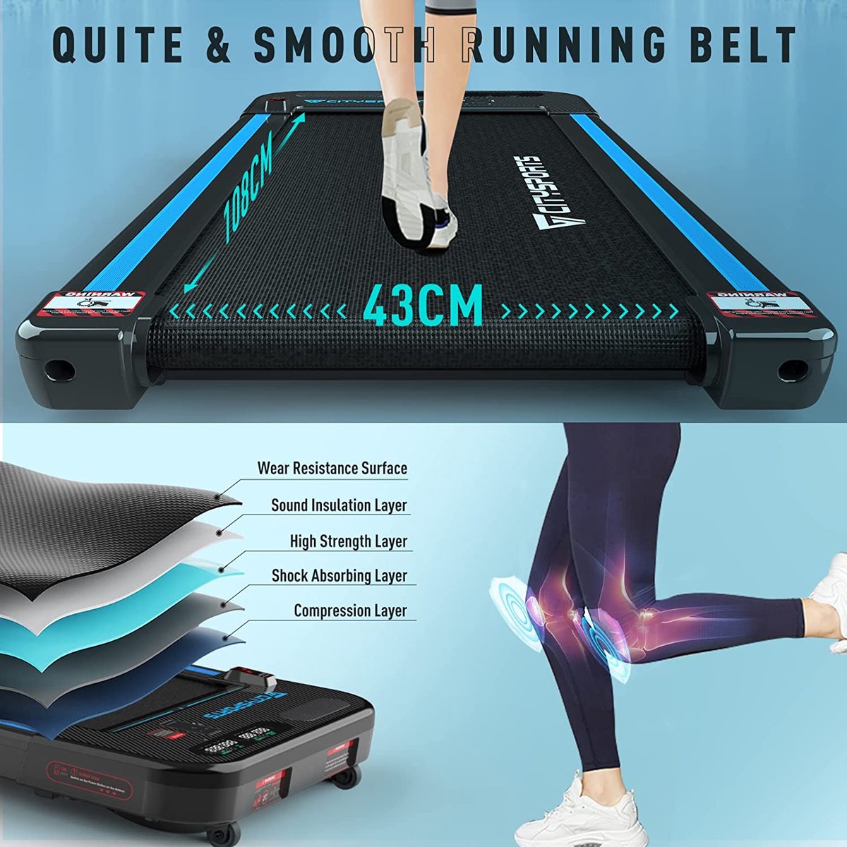 CITYSPORTS-Elektrische loopband WP2-met Bluetooth en LCD-display ...