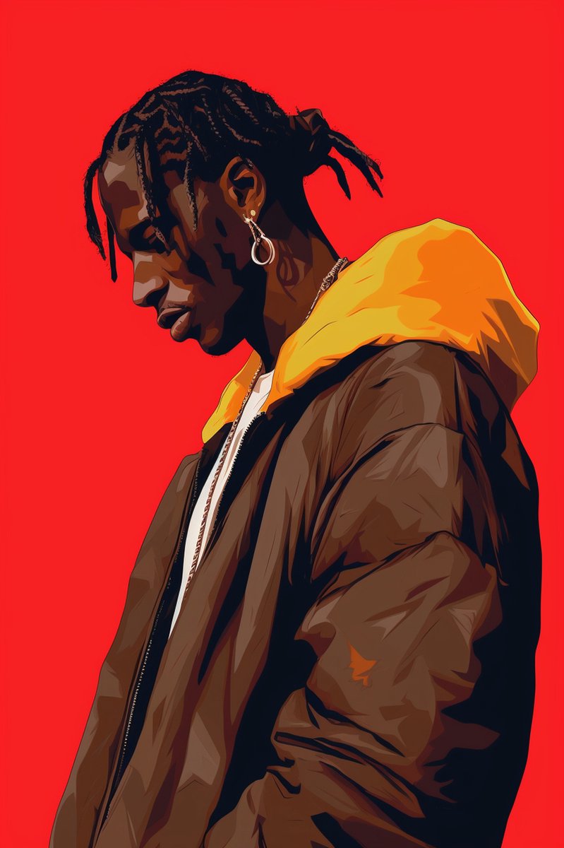 Muziek Poster - Travis Scott Rapper - Rap Poster - Rood - Abstract ...