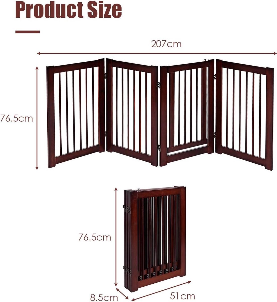 61/76,5 x 207 cm Barrière pour chien d'intérieur, Barrière de sécurité ...
