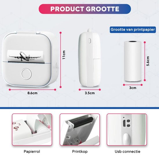 Tech imperium - Mobiele foto printer – Pocket – Mini – Voor mobiel ...