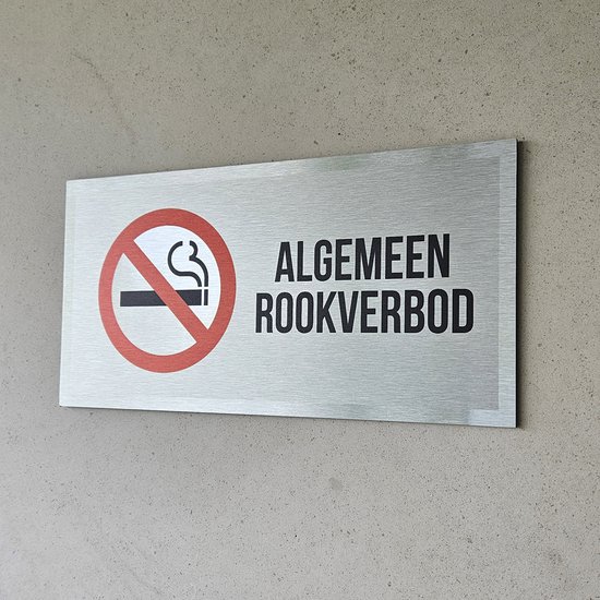Pictogram/ bord geborsteld aluminium | "Algemeen rookverbod" | Luxe ...