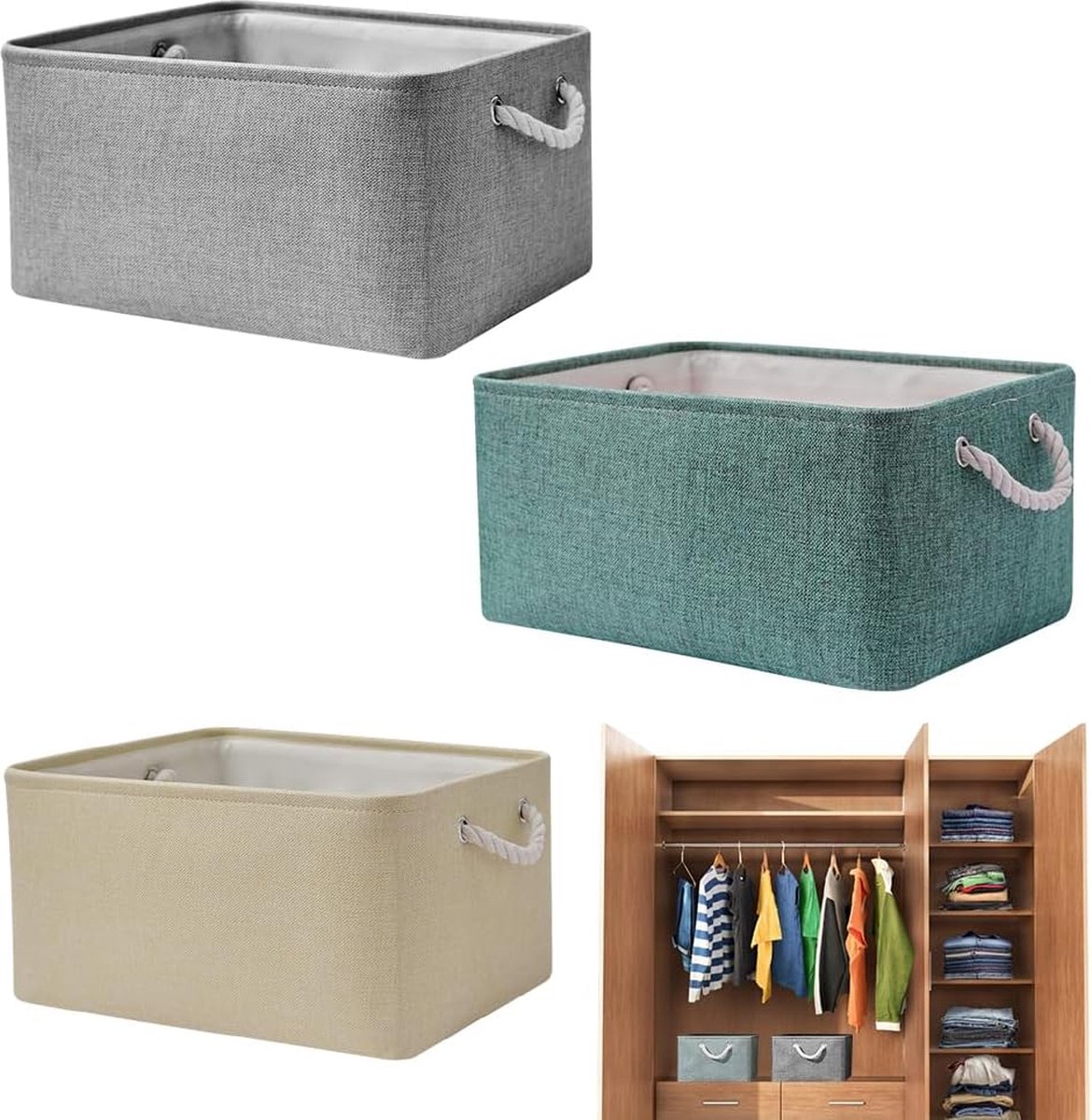 3 stuks 8L stoffen opbergdoos vouwdoos 30cm * 20cm * 13cm vouwdozen ...
