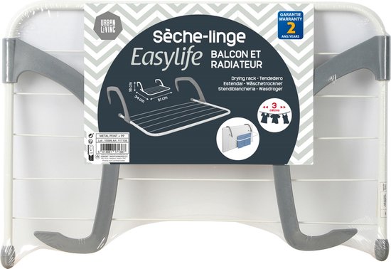 Urban Living Inklapbaar klein wasgoedrekje/droogrek - 3 meter waslijn ...