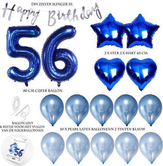Snoes Ballonnen 56 Jaar Feestpakket – Versiering – Verjaardag Set Mason ...