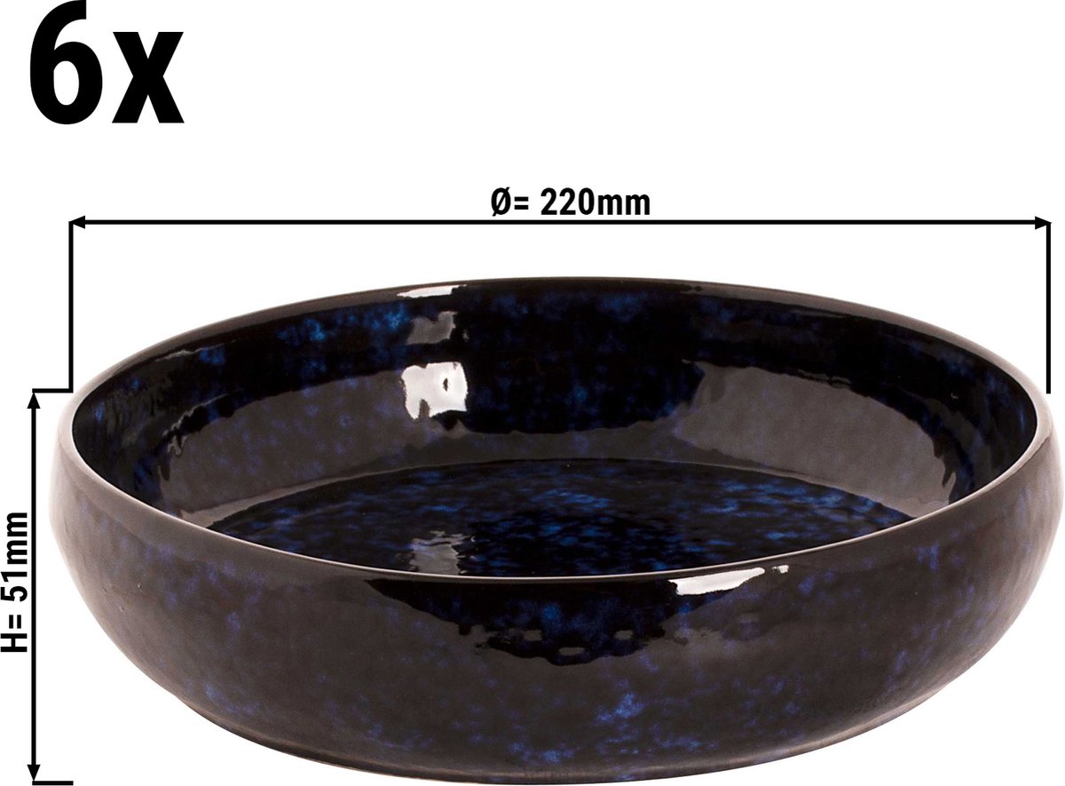 (6 stuks) BAMA BLUE - bord - diep - Ø 22 cm - blauw | GGM Gastro | bol.com