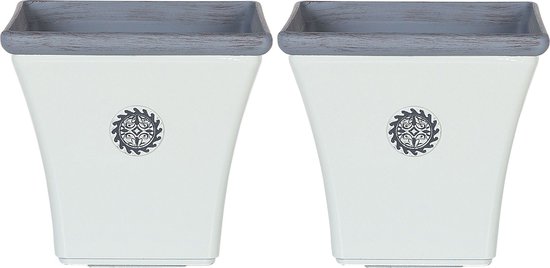 ELATEIA II - Bloempot set van 2 - Wit - 43 cm - Klei-vezelmengsel | bol