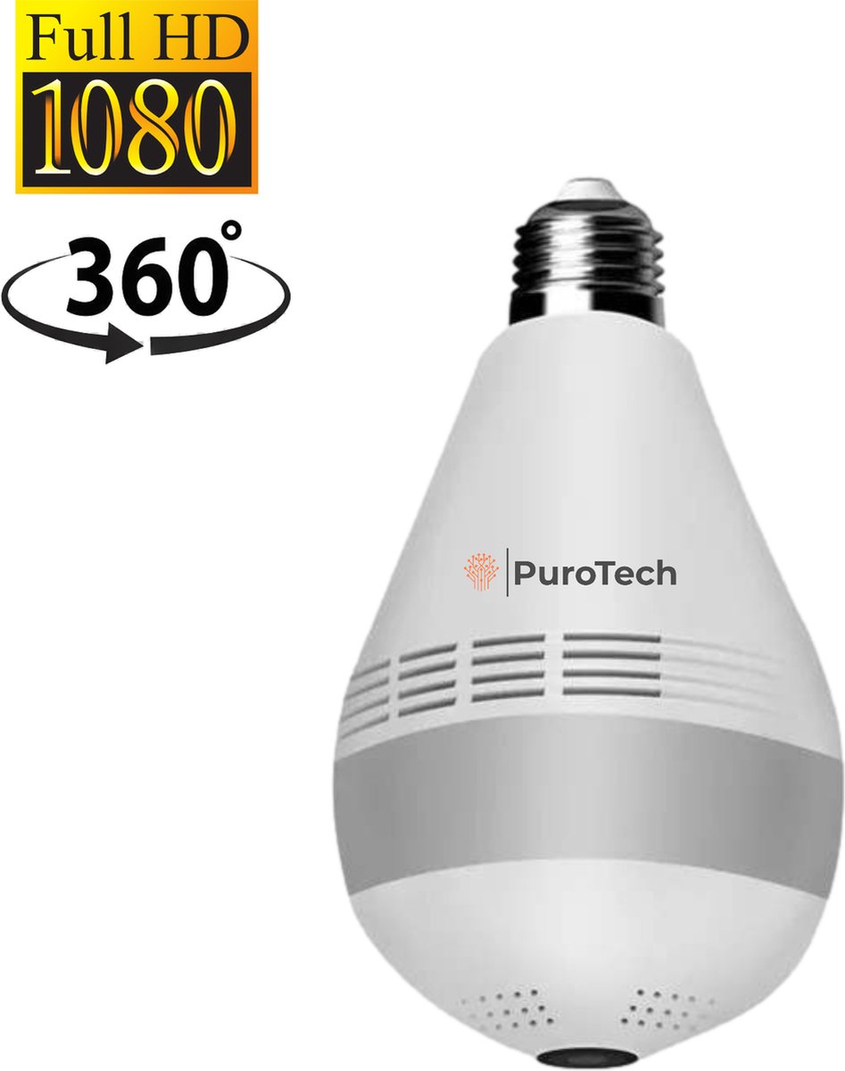 PuroTech Beveiligingscamera - Spy Camera - Lamp Camera - E27 Dikke Fitting - 2-Weg... | bol