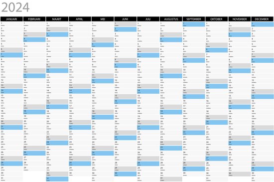Jaarplanner 2024 XL whiteboard gelamineerd. 1200 x 840 mm (A0) | bol.com