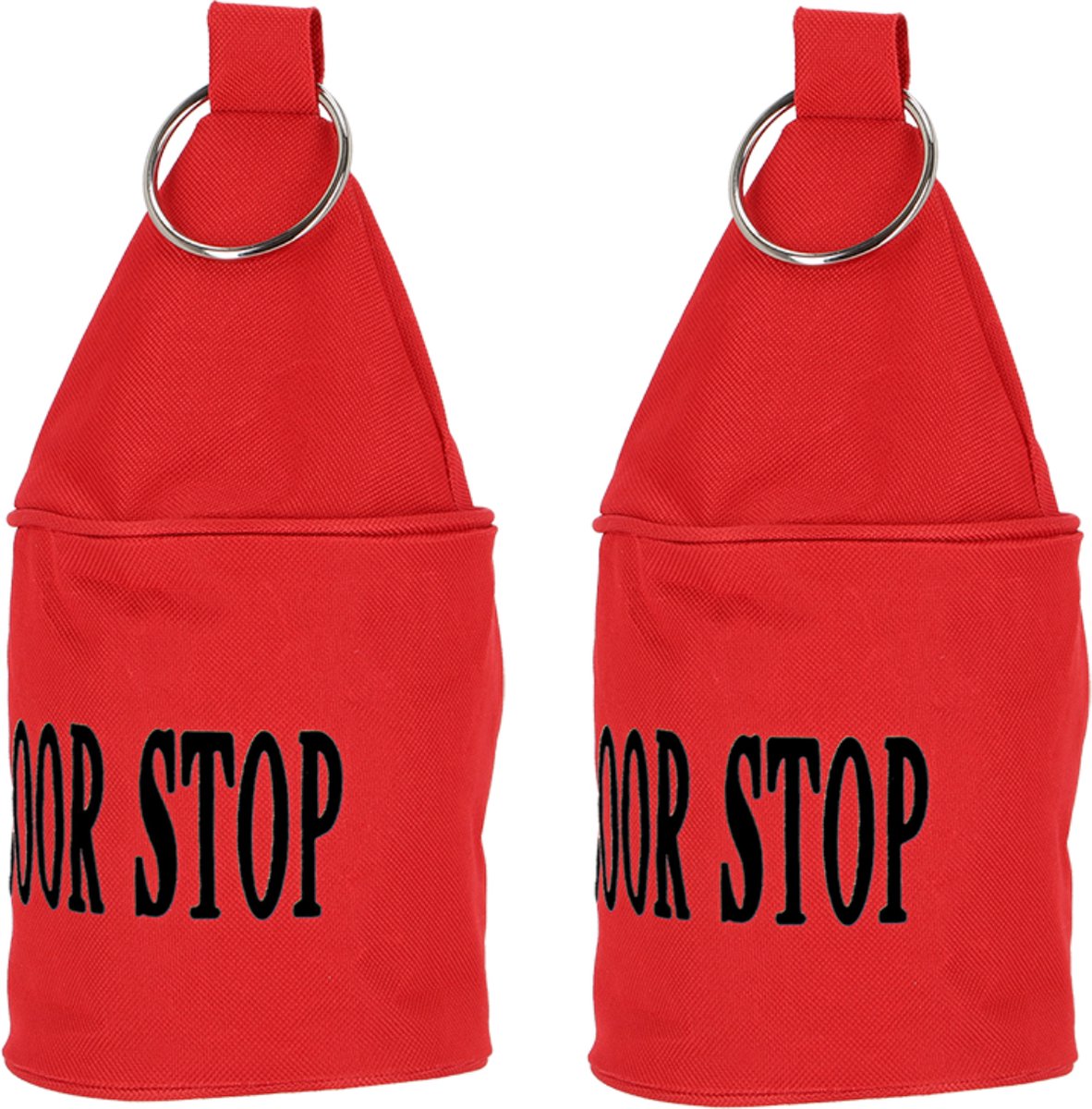 Deurstopper - set van 2 stuks - rood canvas met ring - gevuld met zand ...