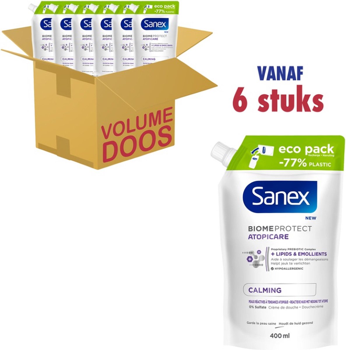 Sanex Douche BioMe Protect Atopicare Calming Navulling (6 x 400ml) | bol